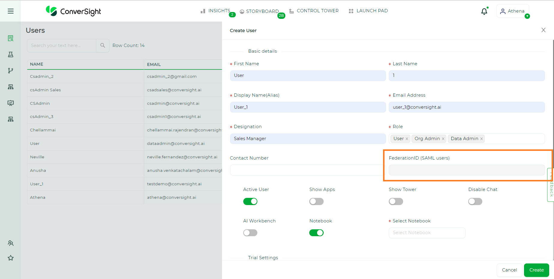 Creating Users — ConverSight Documentation