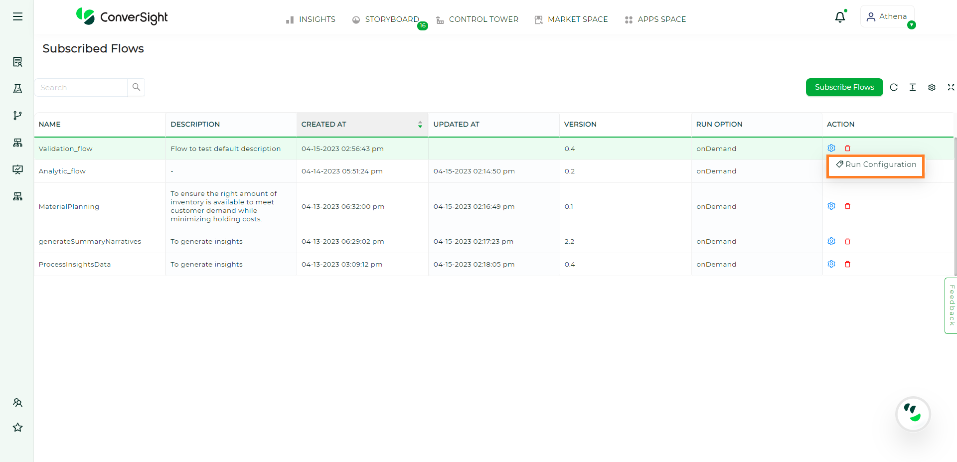 Subscribed Flows — ConverSight Documentation