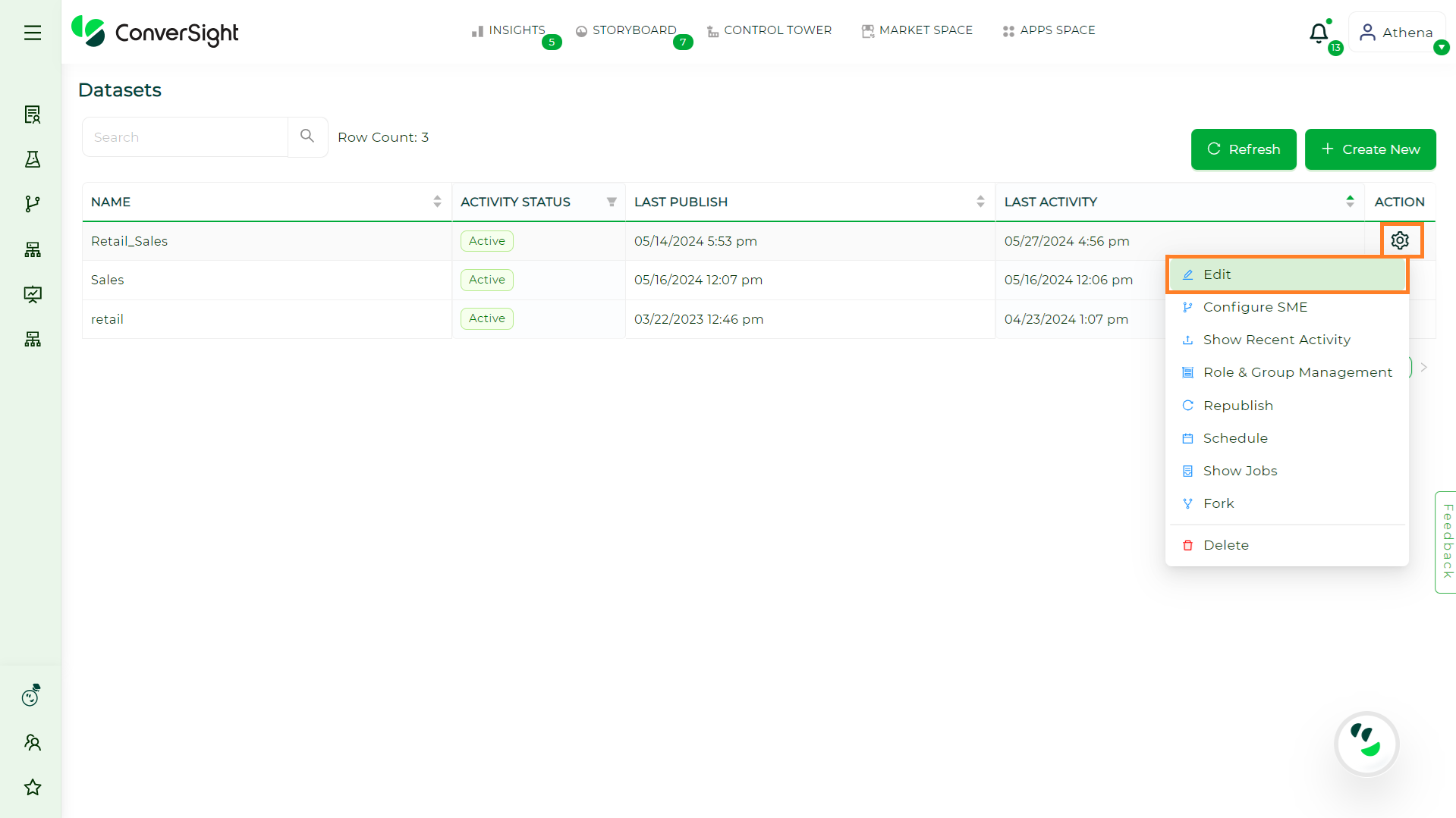 User Interaction - Athena — ConverSight Documentation