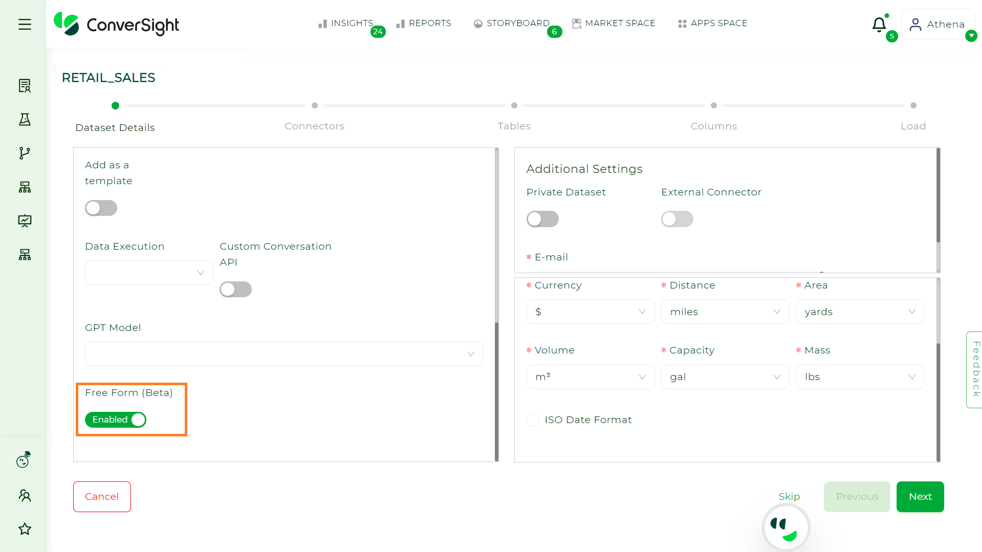 User Interaction - Athena — ConverSight Documentation